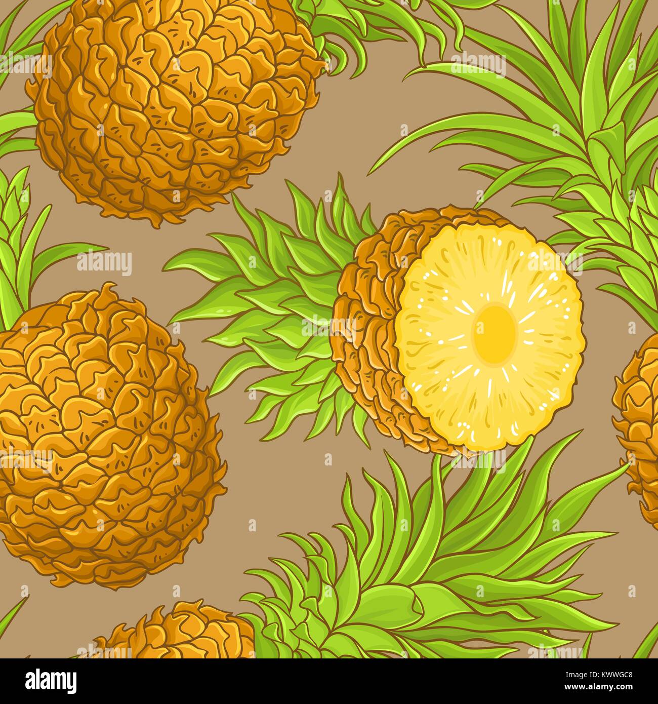 pineapple fruits vector pattern on color background Stock Vector Image ...
