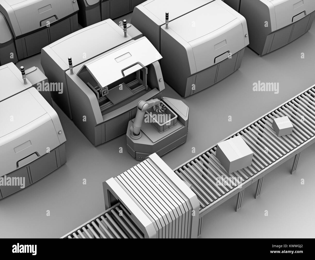 Clay model rendering of AGV (Automatic guided vehicle) picking parts ...