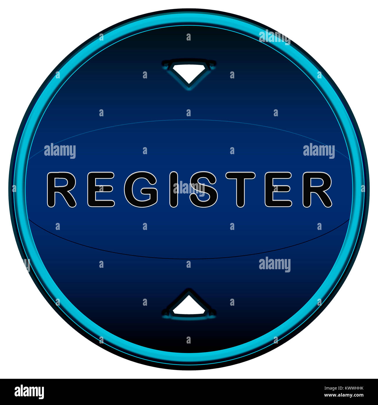 Blue isolated register button with arrows Stock Photo - Alamy