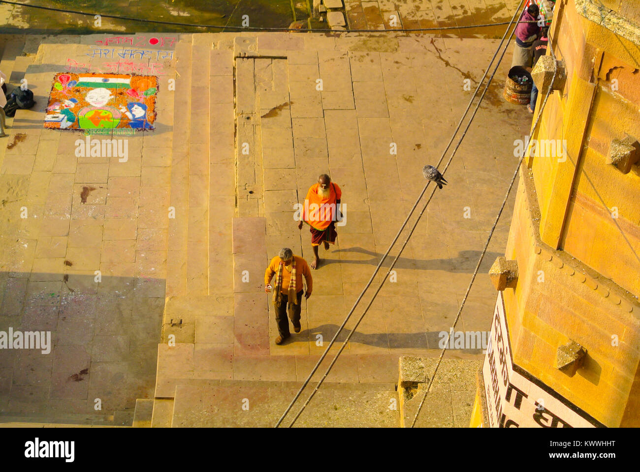Varanasi, Uttar Pradesh, India, Two senior indian men walking in the ...