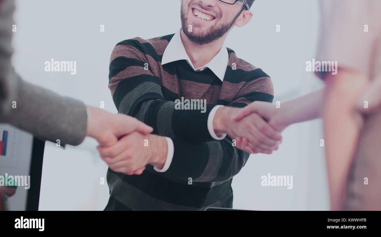 Successful Business People Shaking Hands With Each Other. Double ...