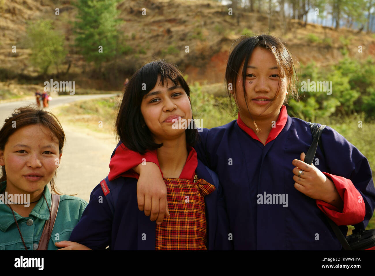 School girls of bhutanese and indian descent in Paro, Bhutan Stock ...
