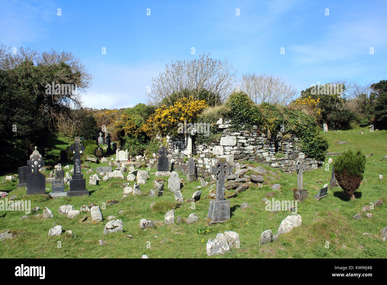 Ruins of an old Irish graveyard Stock Photo - Alamy