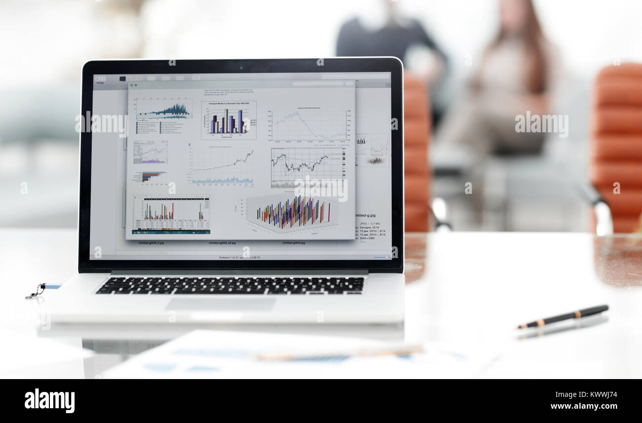 monitors on the desktop in a modern office.business background ...