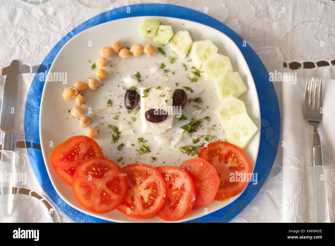 Healthy typical italian tomato dish and legumes ready to be eat on the ...