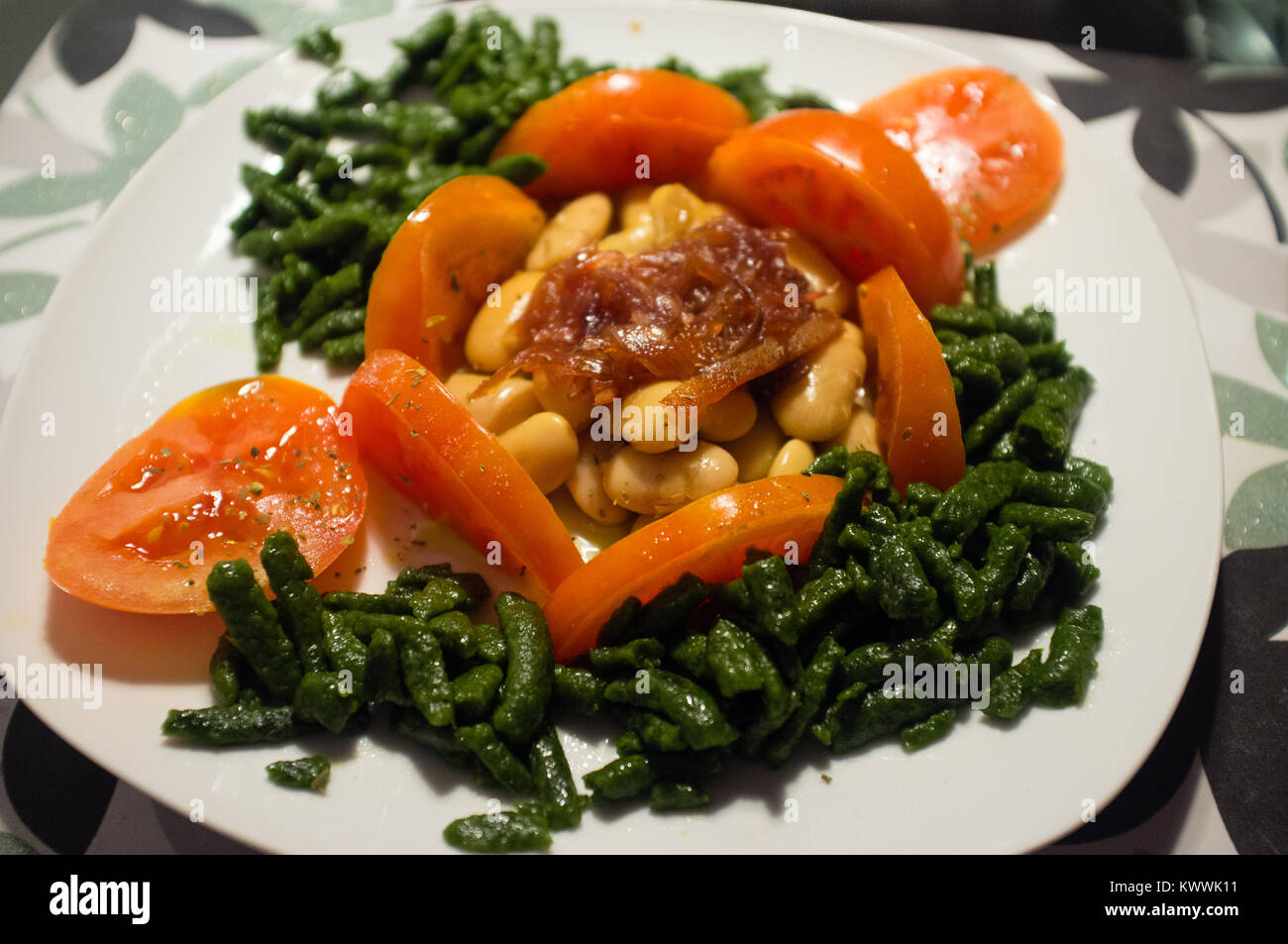 Healthy typical italian tomato and legumes dish ready to be eat on the ...