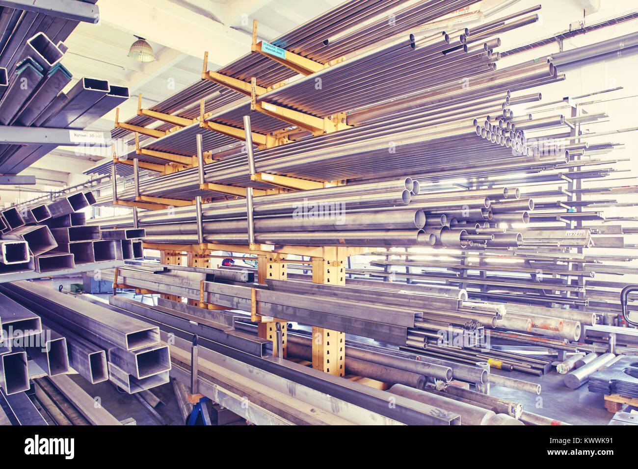a black metal pipes of various profiles Stock Photo - Alamy
