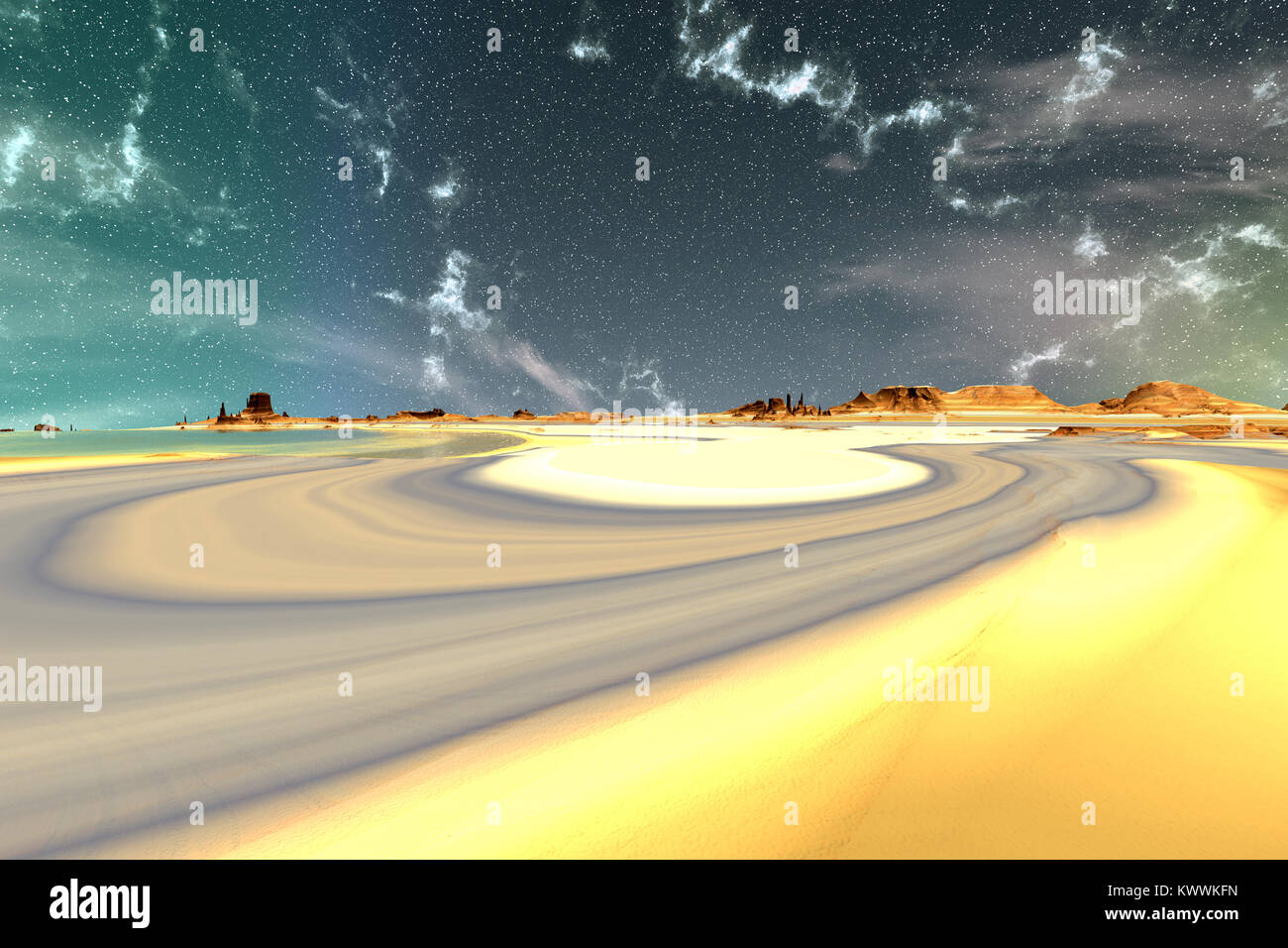 Fantasy alien planet. Desert. 3D illustration Stock Photo - Alamy