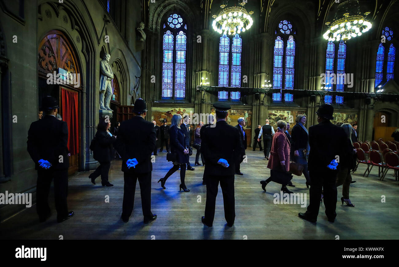 A commendation ceremony takes place at Manchester Town Hall to ...