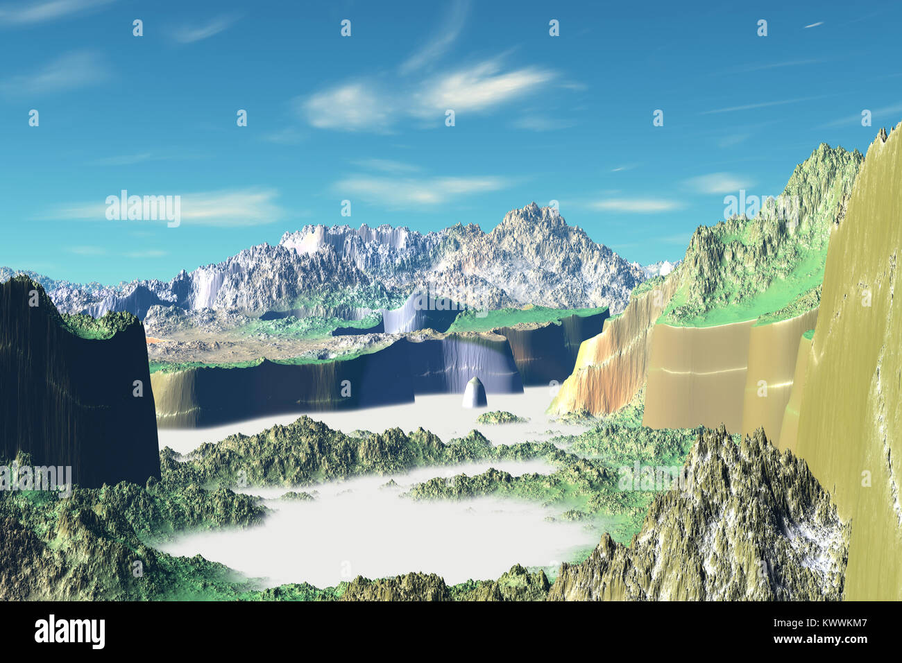 Fantasy alien planet. Mountain. 3D illustration Stock Photo - Alamy