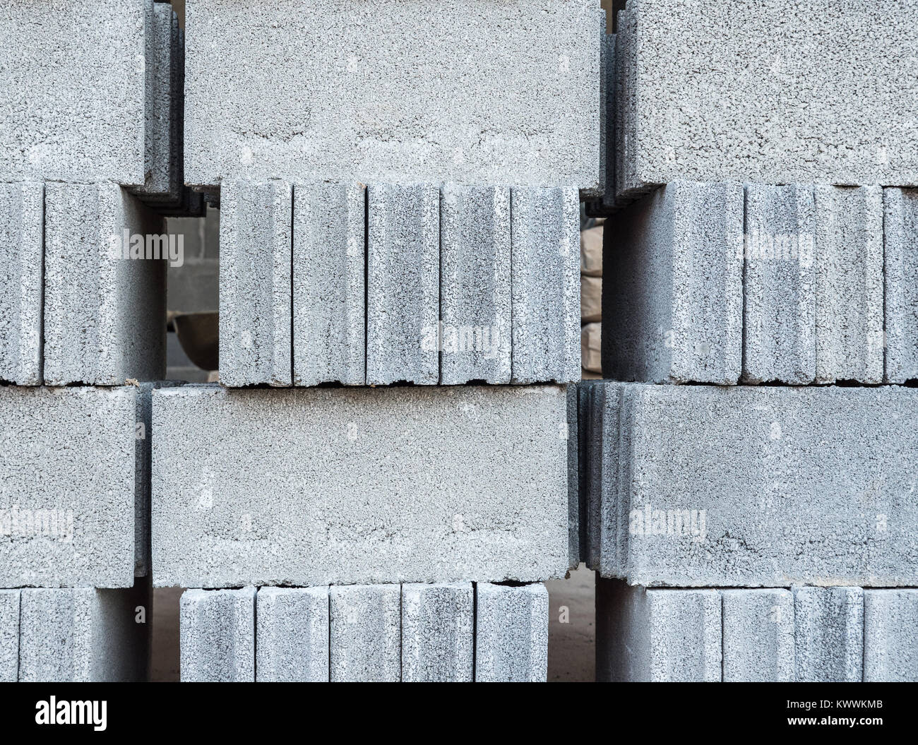 Cement block pile in the construction site for built the countryside ...