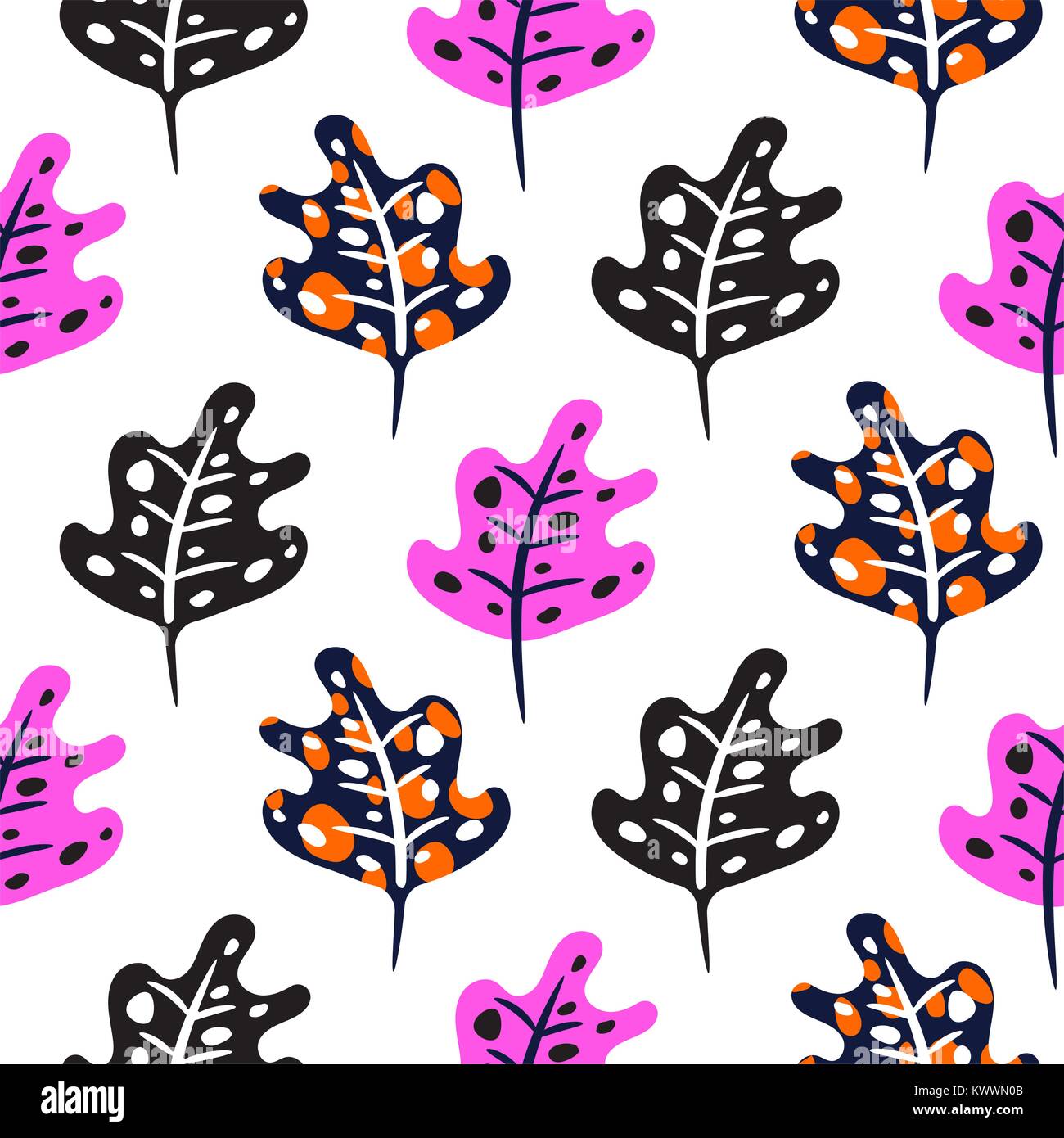 Artistic neon bright pink color leaves seamless pattern Stock Vector ...
