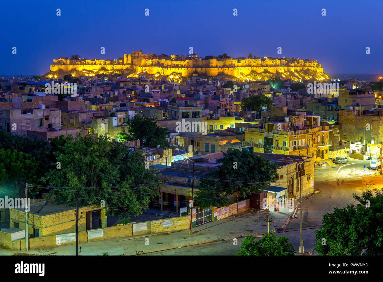 night view of jaisalmer for in rajasthan, india Stock Photo - Alamy