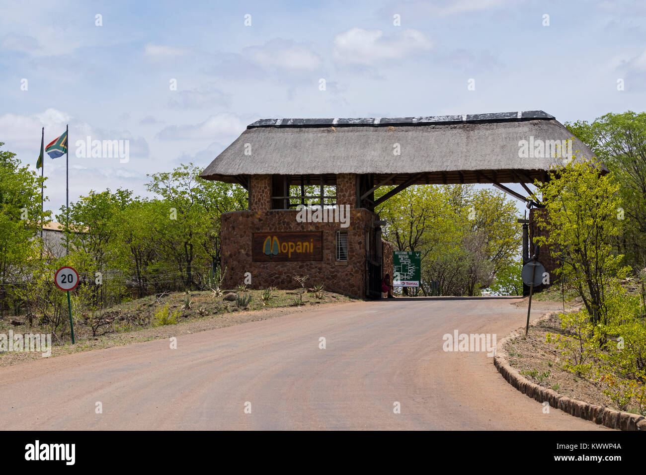 Entrance to Mopani Rest Camp Stock Photo - Alamy
