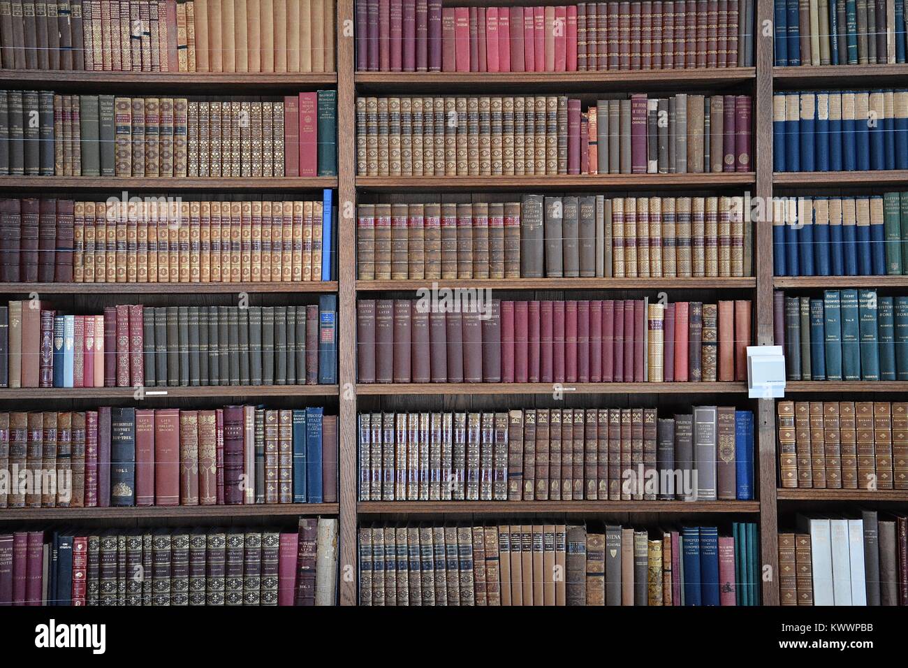 An antique and historical library containing many old leather-bound ...