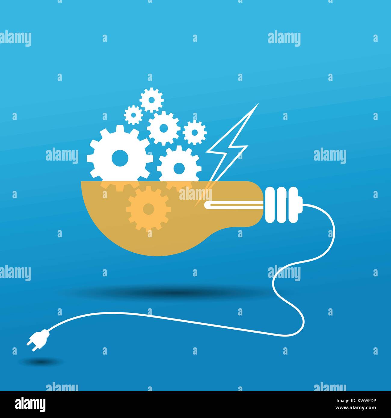 Vector of light bulbs with glowing one. Idea and creativity concept ...