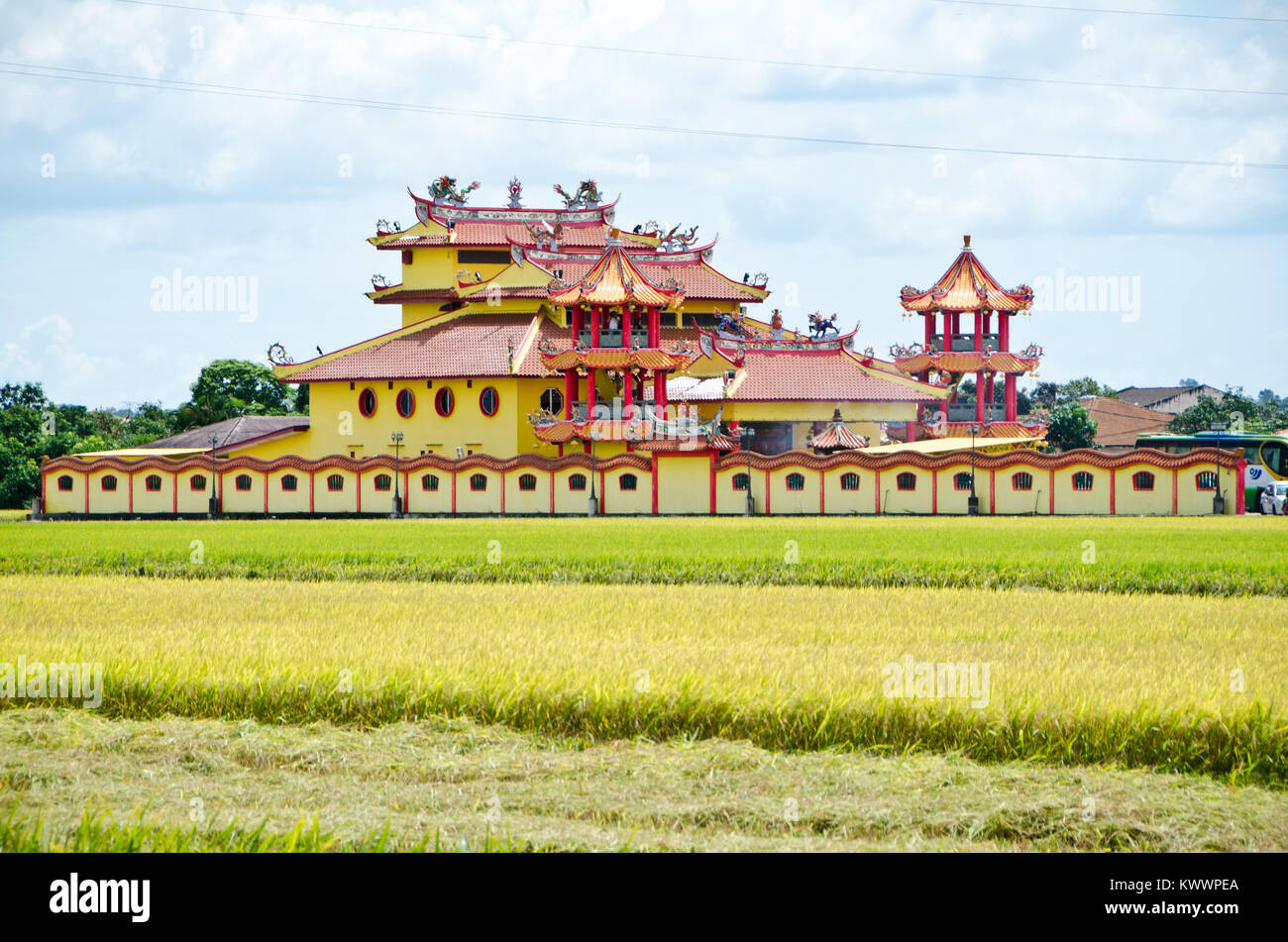 Temple beside harvested paddy field, Sekinchan, Malaysia - Sekinchan ...