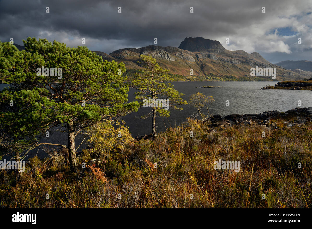 Loch Maree and Slioch in sunlaght Stock Photo - Alamy