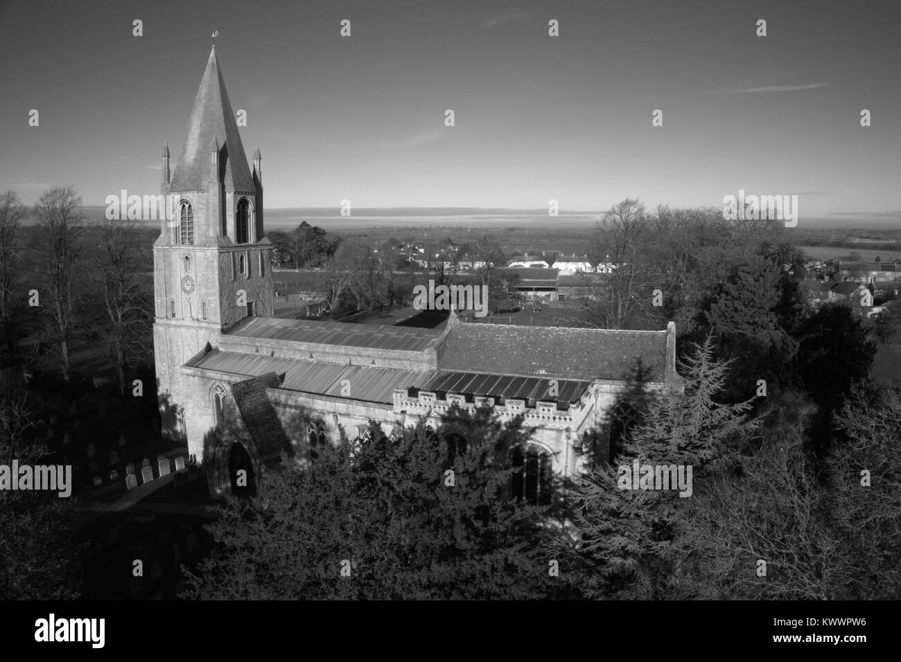 Drones view of St John the Baptists Church, Barnack village ...