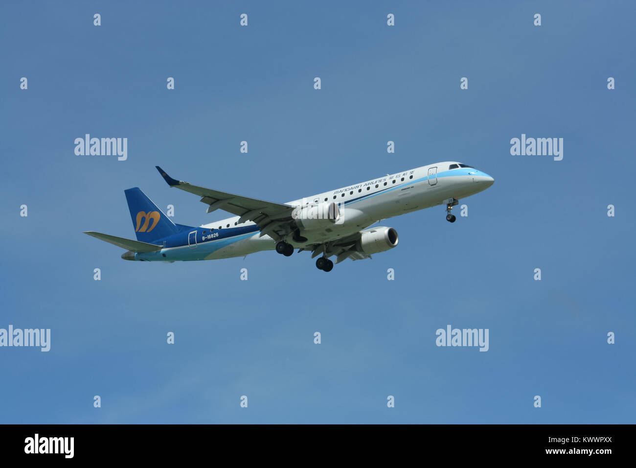 CHIANGMAI , THAILAND - JULY 10 2009: B-16826 EMBRAER190 of Mandarin Airline. Landing to ...