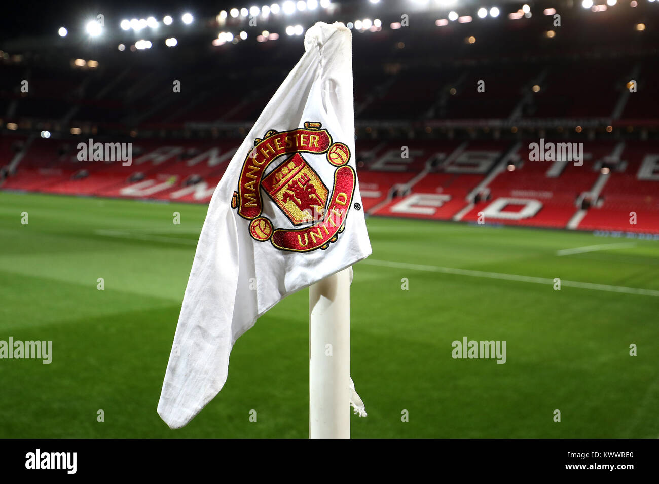 Close up detail of the Manchester United corner flag prior to the FA ...