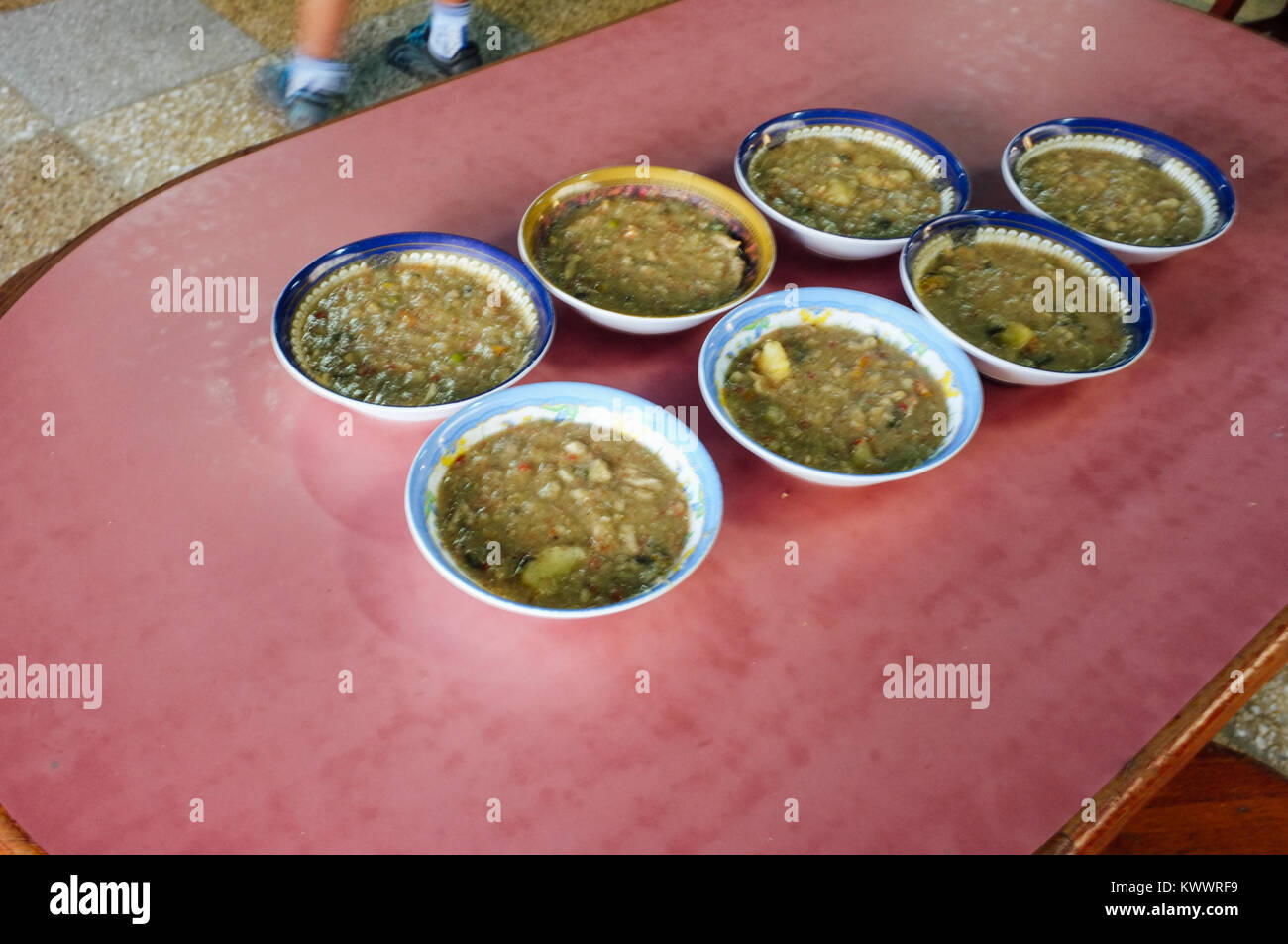 Healthy typical spanish sopa portions dishes ready to be eat on the ...