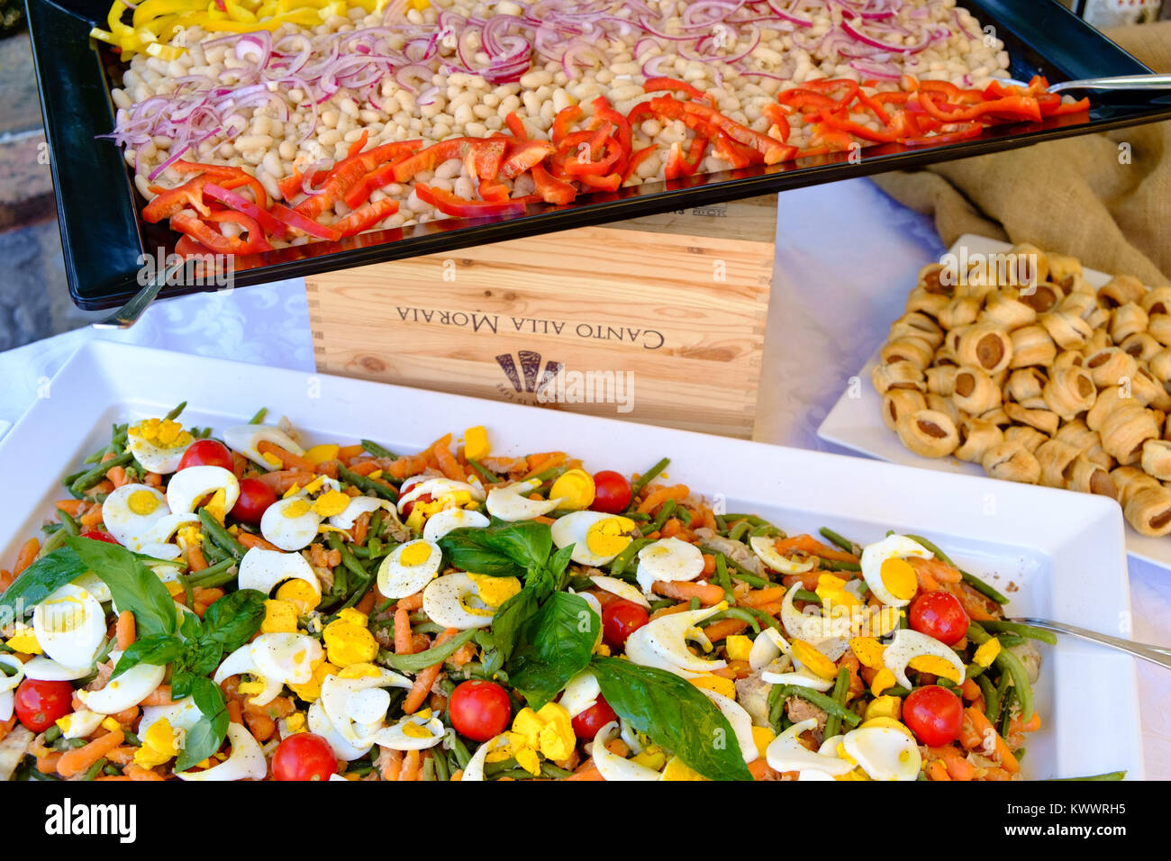 Healthy typical italian vegetables and fish with legumes dish ready to ...
