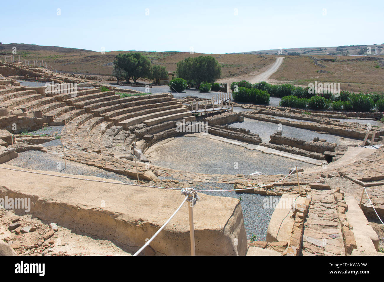 The ancient theater in Hephaistia (Ifestia) at Lemnos island, Greece ...