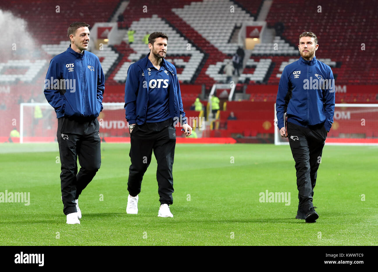 Derby County's Chris Baird, David Nugent and Sam Winnall inspect the ...