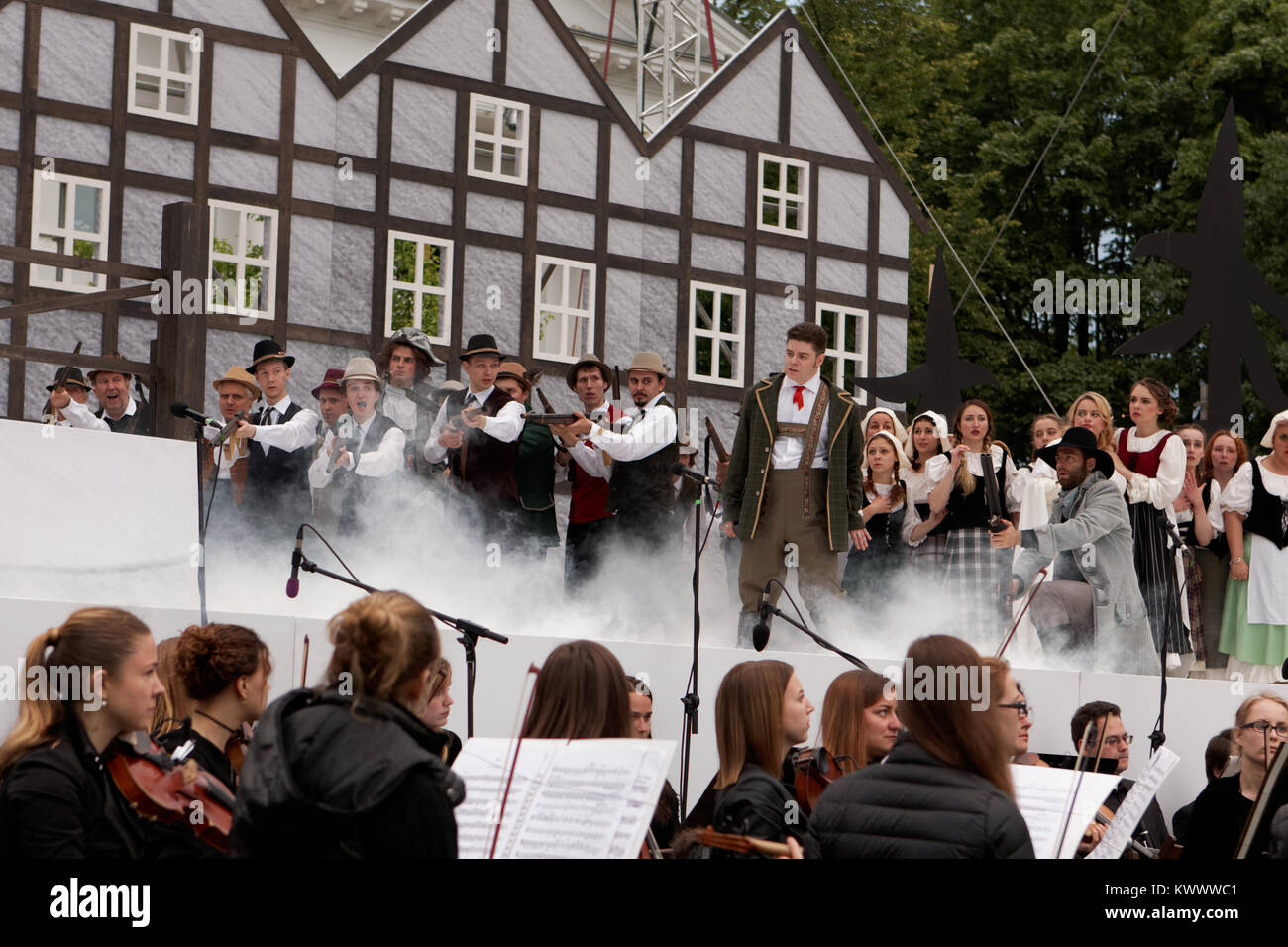 St. Petersburg, Russia - July 19, 2017: Actors perform the opera The ...