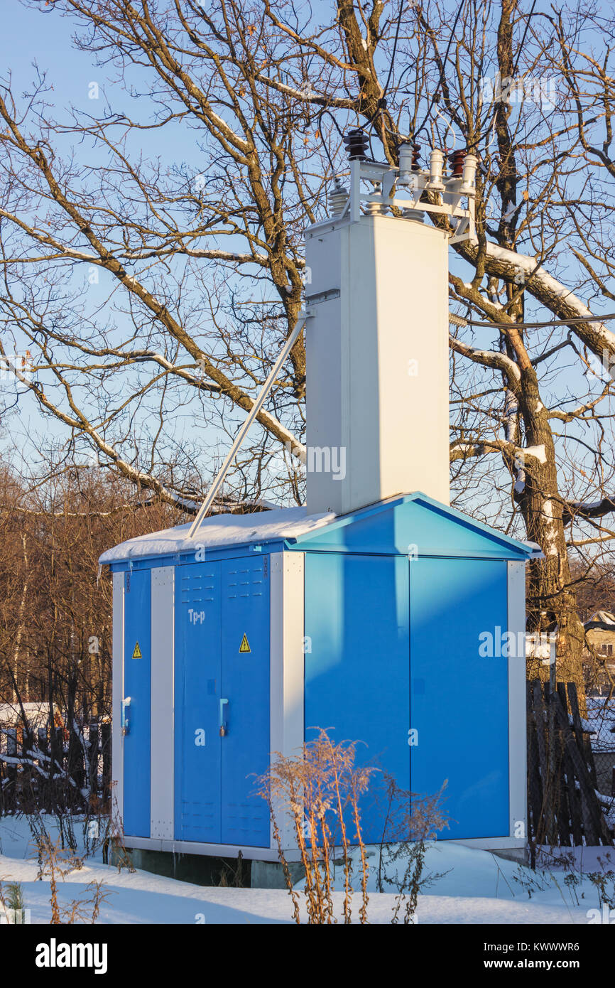 Power substation for outdoor installation on the edge of the village ...