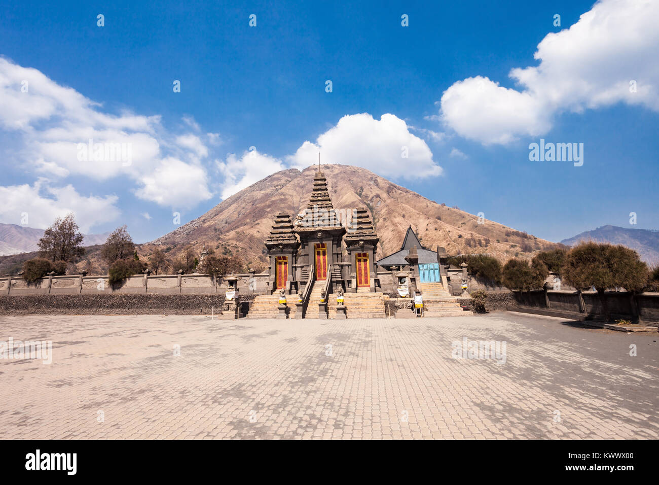 Hindu temple (Pura Luhur Poten) at the foot of Mount Bromo, Java island ...