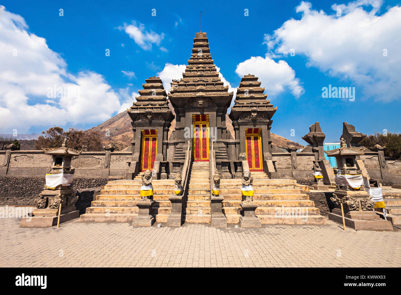 Hindu temple (Pura Luhur Poten) at the foot of Mount Bromo, Java island ...
