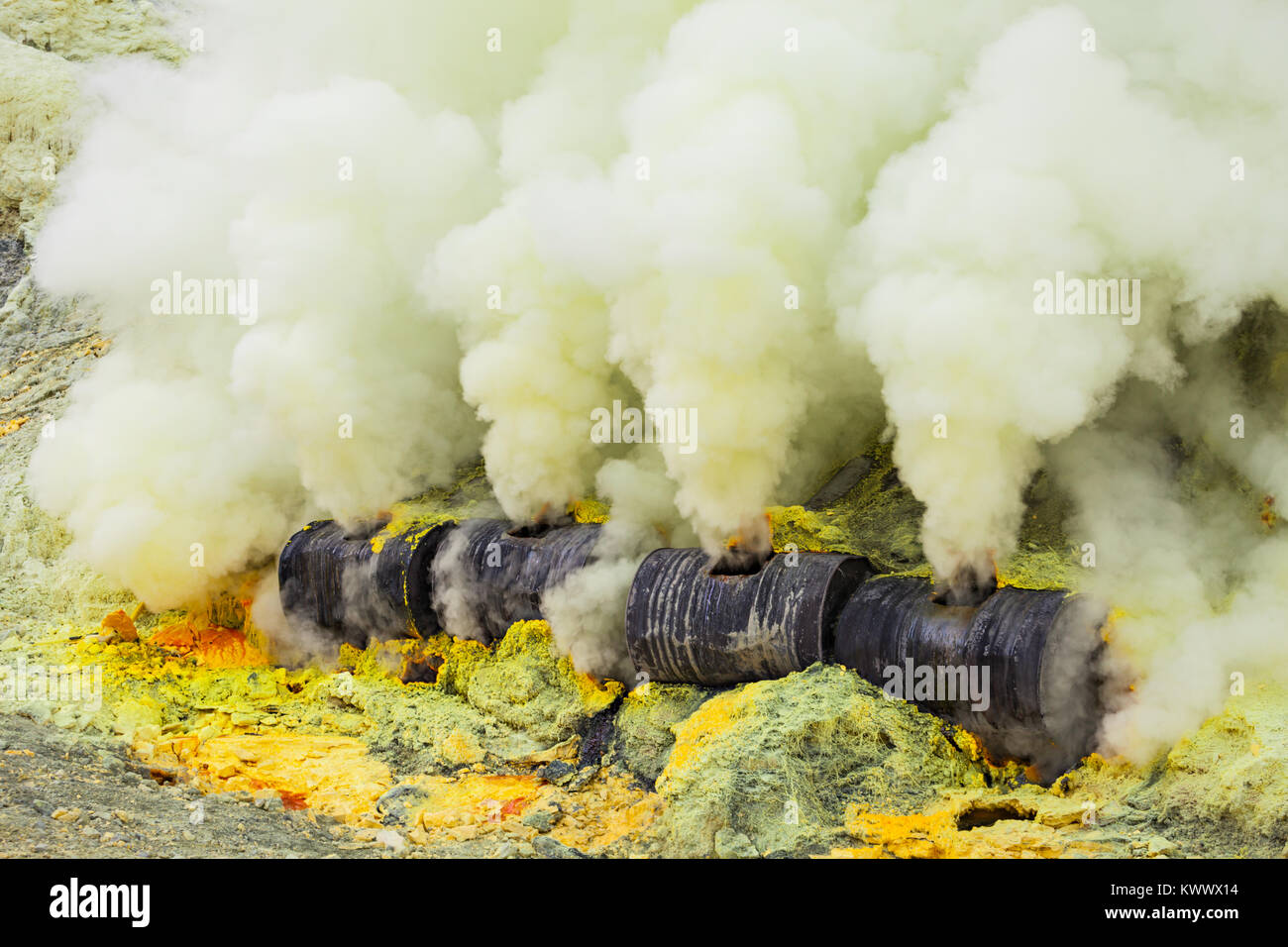 Sulfur mine Inside crater of Ijen volcano, East Java, Indonesia Stock ...