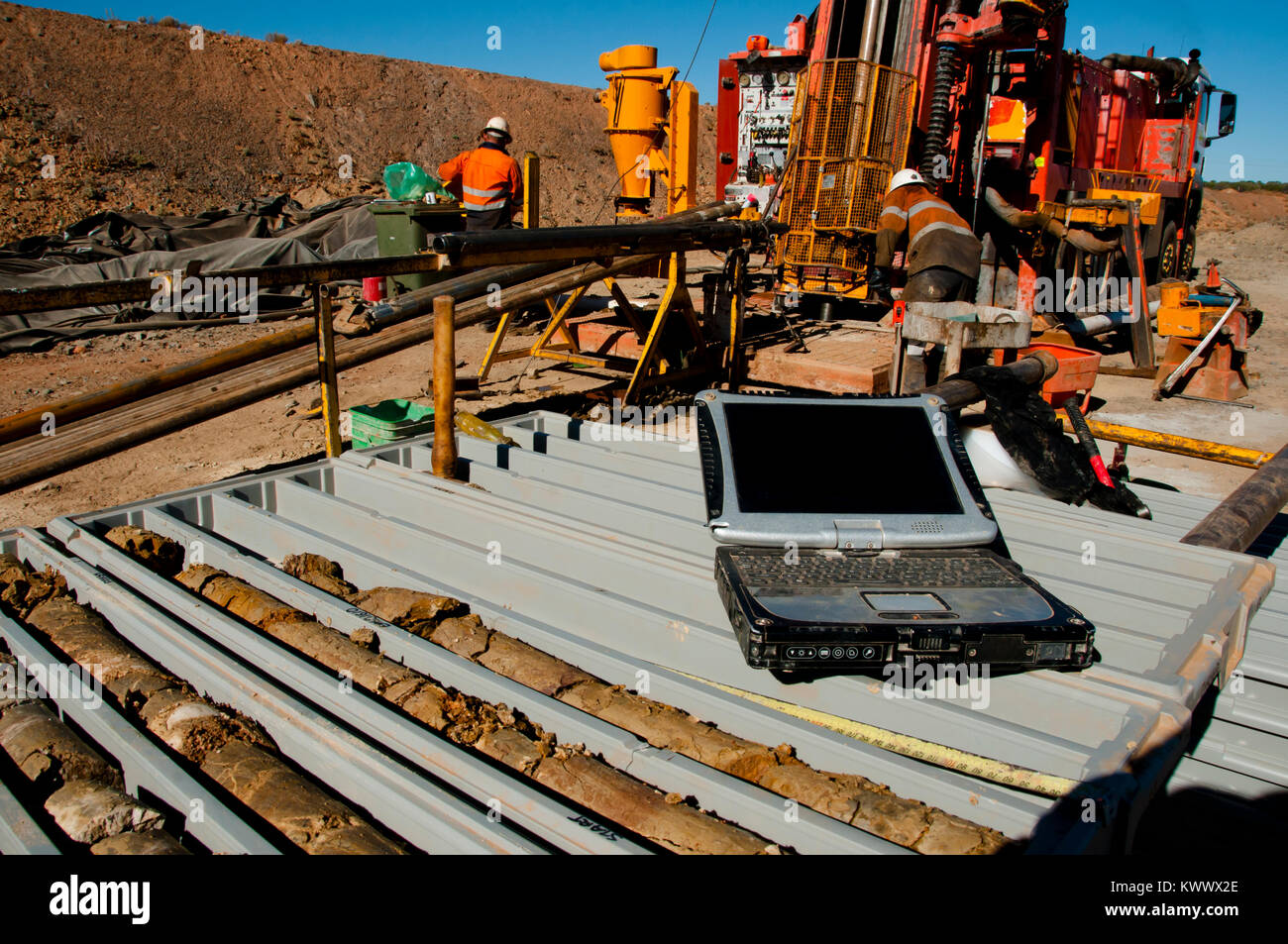 Geology Core Logging on Laptop Stock Photo - Alamy