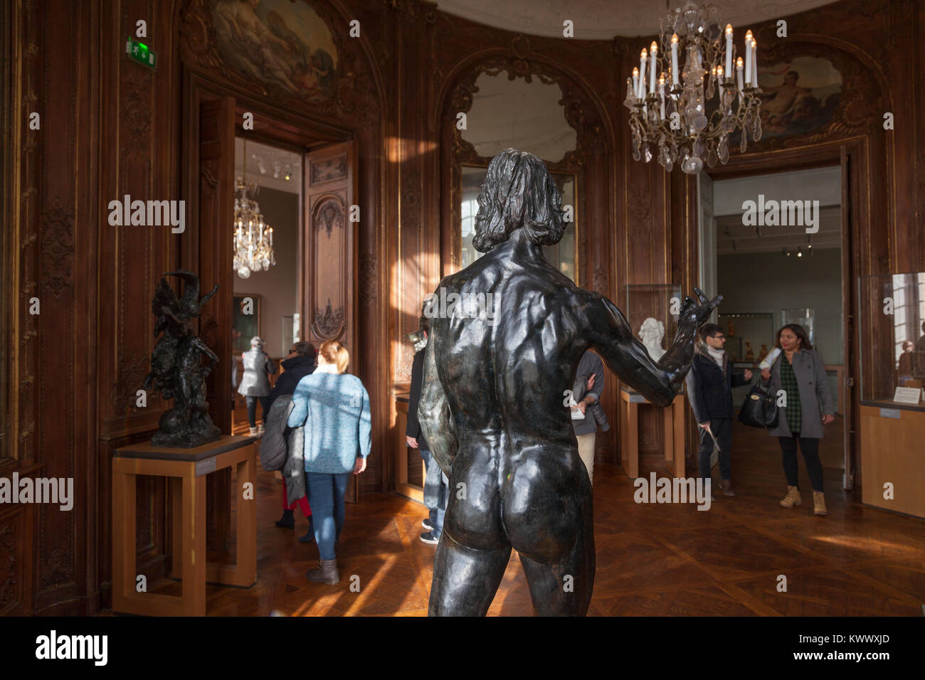Paris, 30 december 2017: sculpture by rodin and people inside musee ...