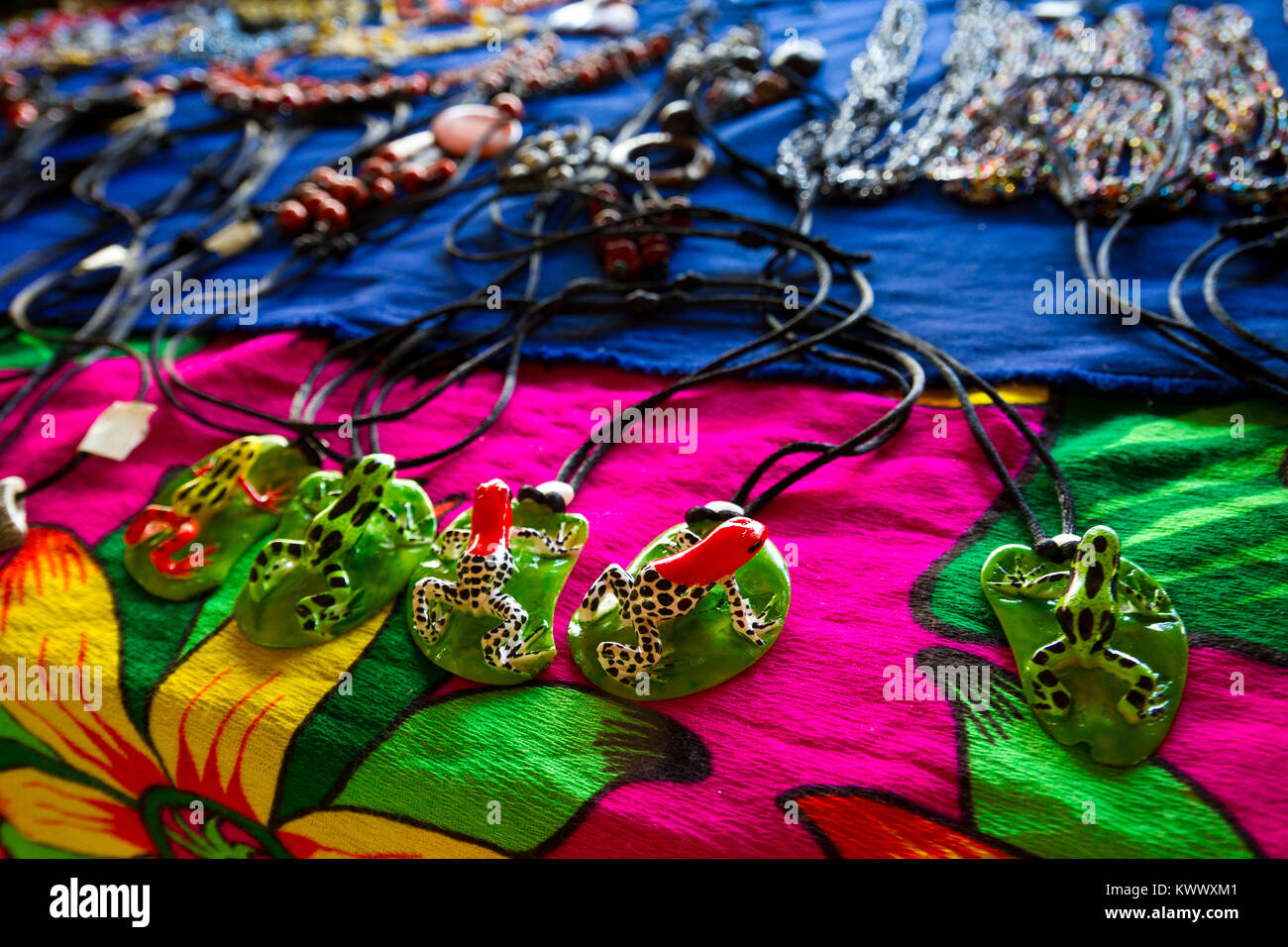Colorful handicraft made by Embera Puru indians, Rio Pequeni, Republic ...