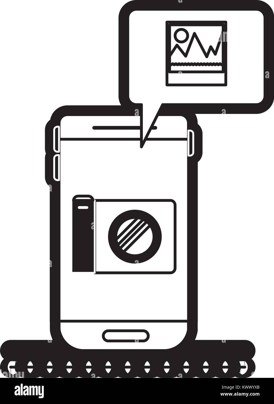 smartphone photo app and dialogue box in black silhouette with thick ...