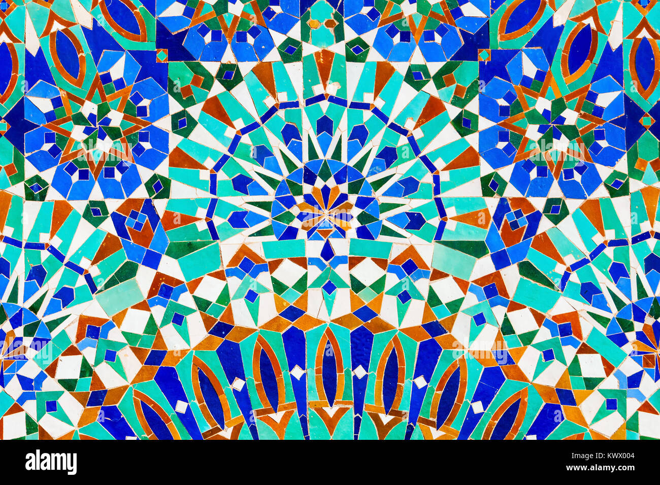 Tile pattern on the The Hassan II Mosque. It is located in Casablanca ...