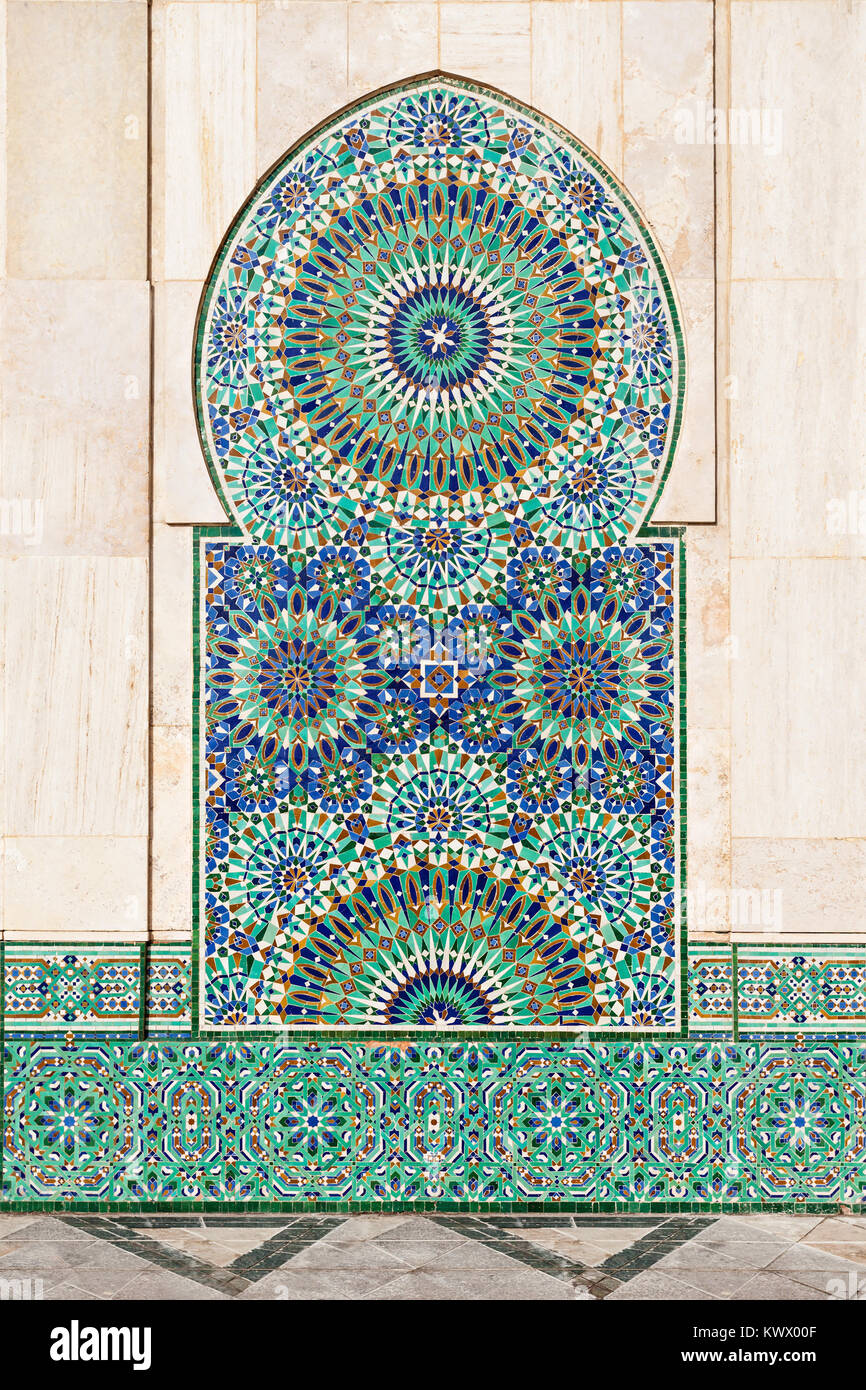 Hassan II Mosque exterior pattern in Casablanca, Morocco. Beauty tile ...