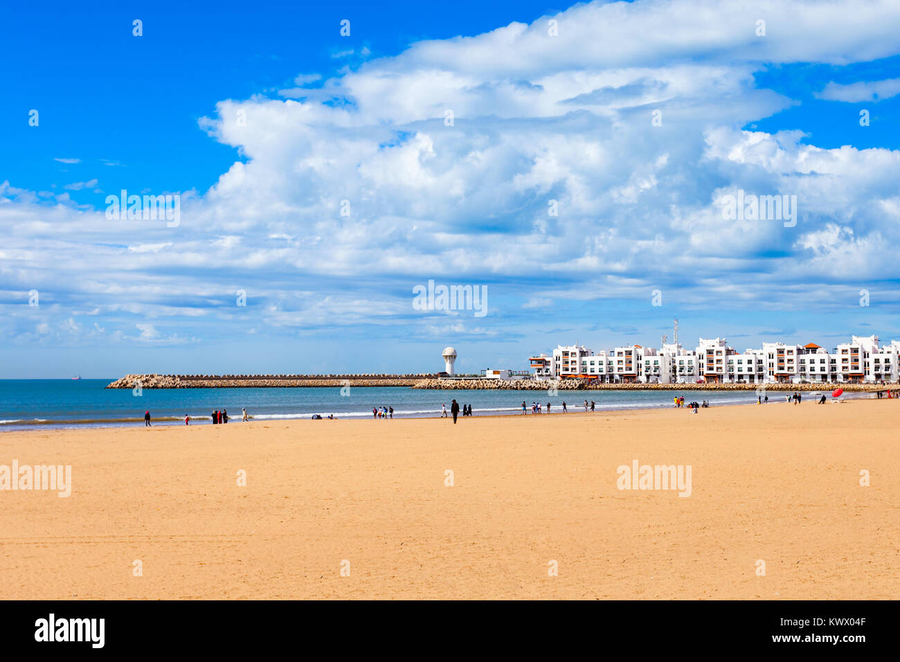 Agadir main beach in Agadir city, Morocco. Agadir is a major city in ...