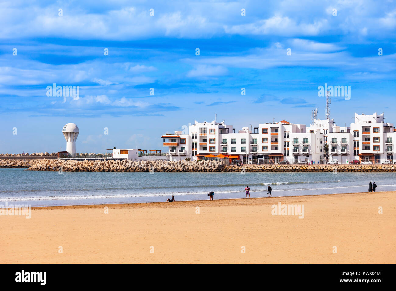 Agadir main beach in Agadir city, Morocco. Agadir is a major city in ...