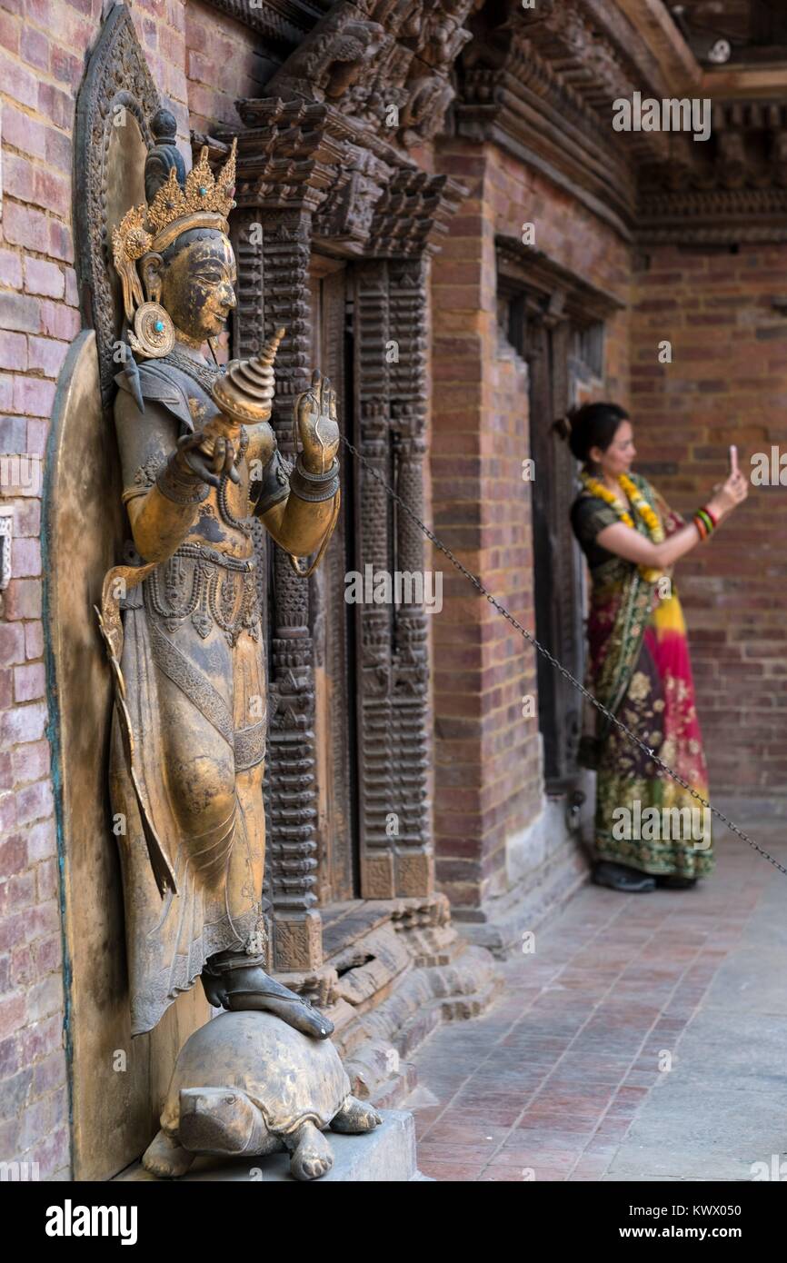 Patan Durbar Square in Kathmandu/Nepal. The square is full of ancient ...