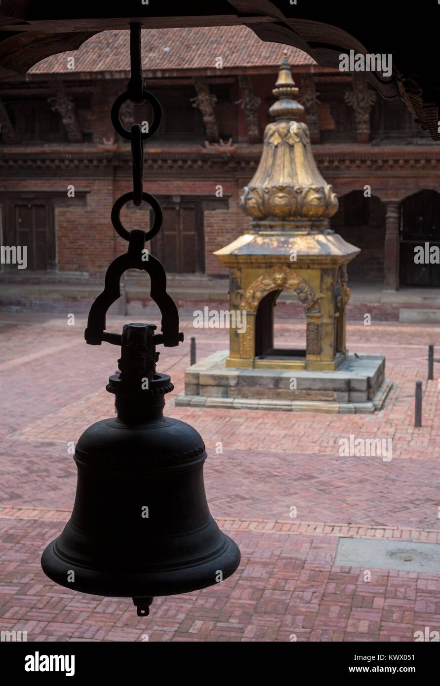 Patan Durbar Square in Kathmandu/Nepal. The square is full of ancient ...