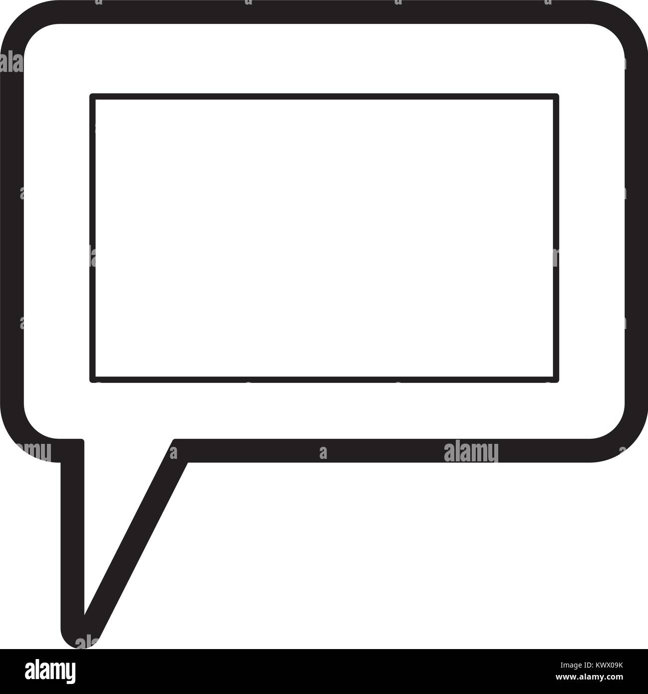 dialogue box icon with tail and frame in black silhouette with thick ...