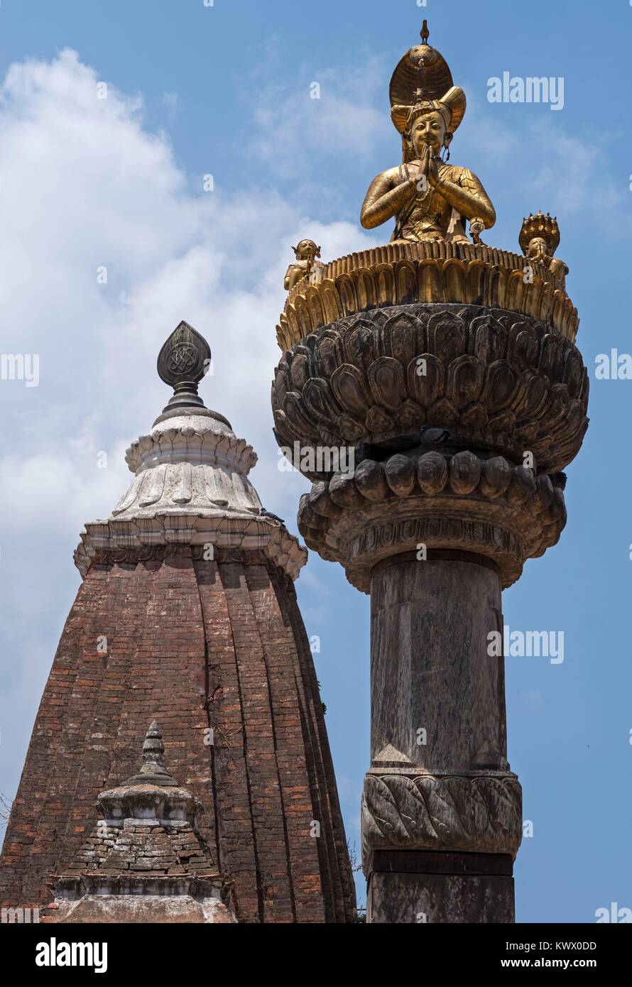 Patan Durbar Square in Kathmandu/Nepal. The square is full of ancient ...