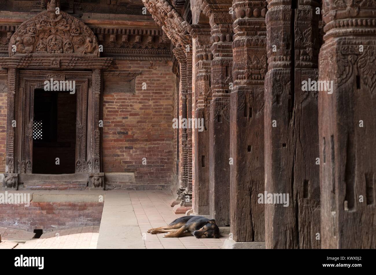 Patan Durbar Square in Kathmandu/Nepal. The square is full of ancient ...