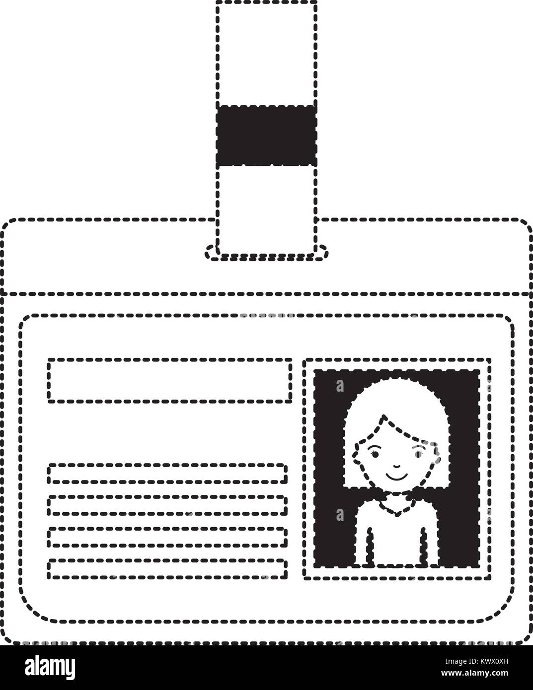 identification card with half body woman picture with hair middle ...