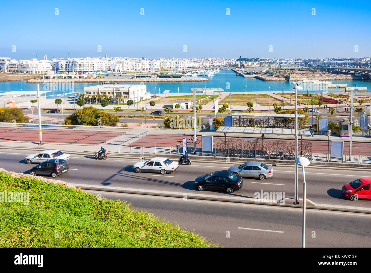 River Bou Regreg seafront and Kasbah in medina of Rabat, Morocco. Rabat ...