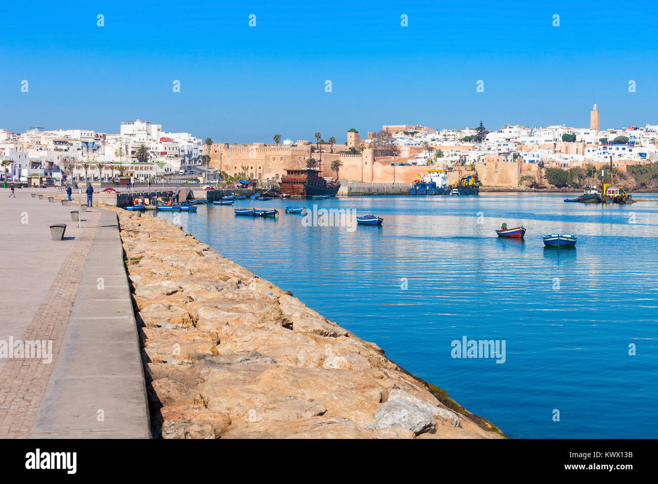 River Bou Regreg seafront and Kasbah in medina of Rabat, Morocco. Rabat ...